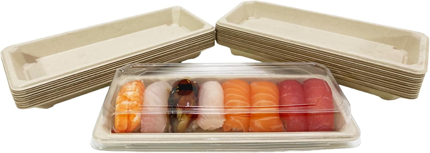 Disposable Sushi Trays with Lids KITCHSY Take Out Serveware for Sushi ...