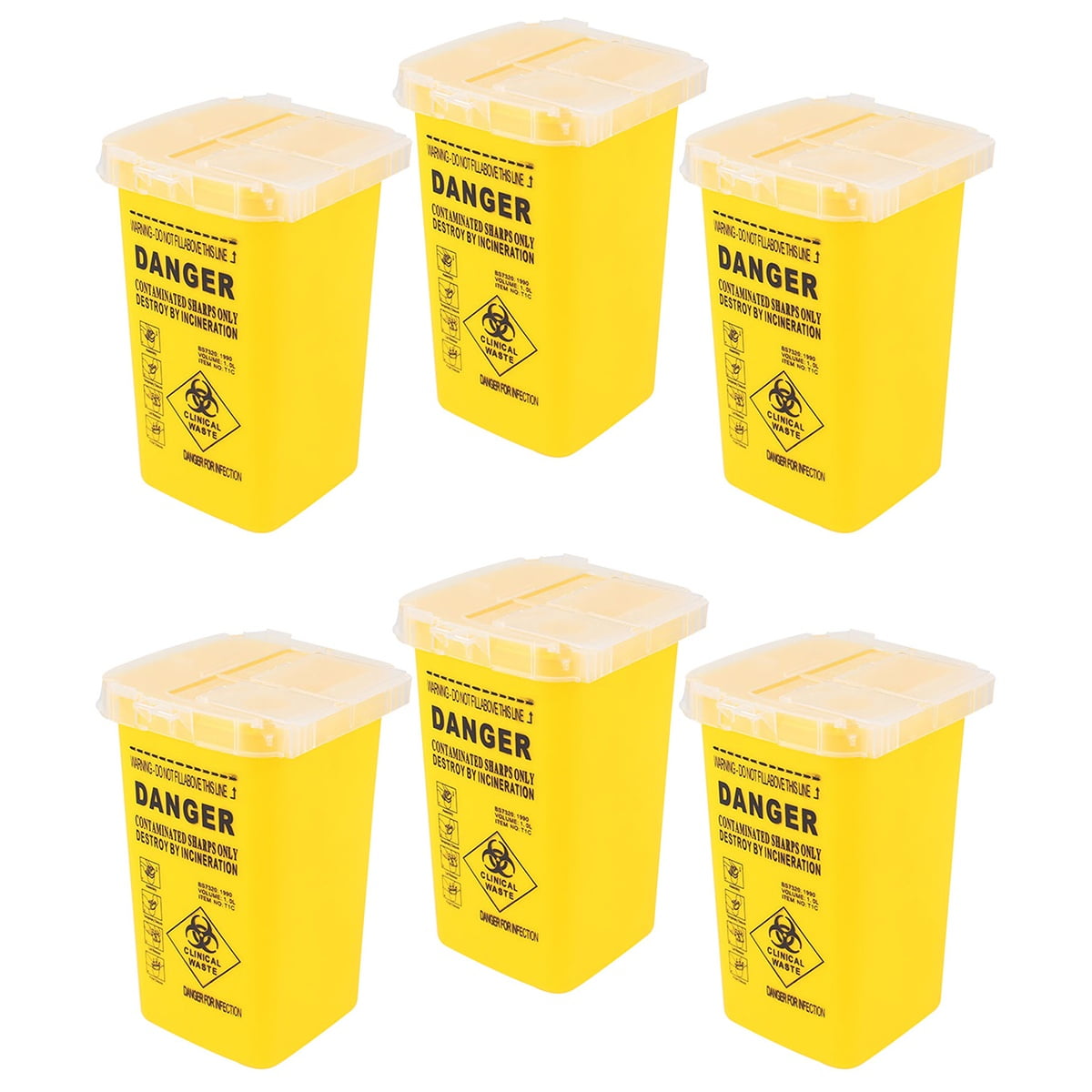 Disposable Syringe Needle Back 6 Pcs Sharps Waste Disposal Bucket ...