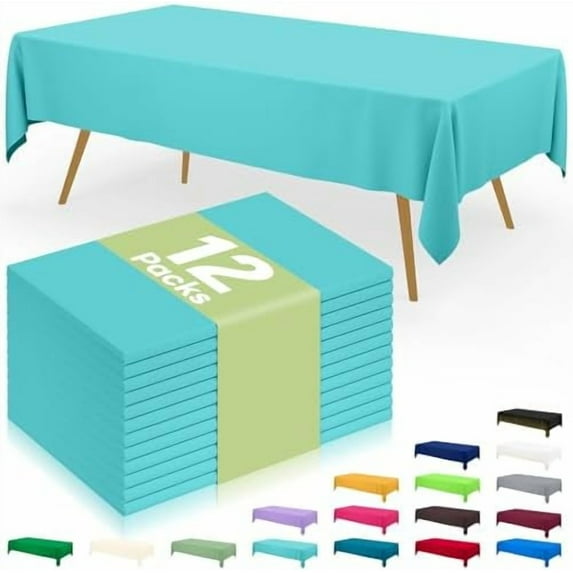 Disposable Table Cloth 12 Pack, 54 x 108 Inch Waterproof Plastic ...