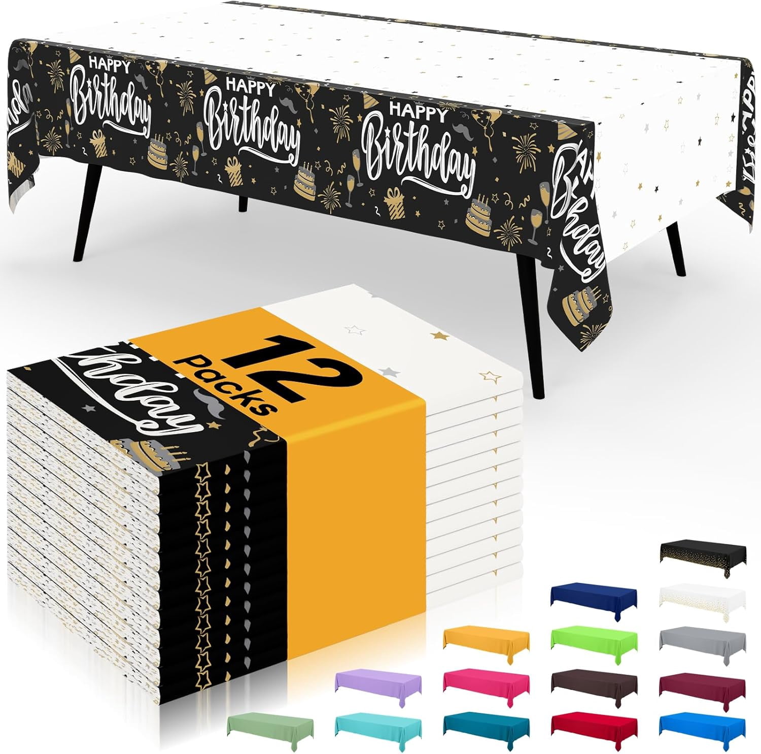 Disposable Table Cloth - 12 Pack, 54 x 108 Inch Waterproof Rectangle ...