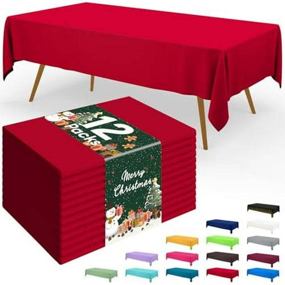 Disposable Table Cloth - 12 Pack, 54 x 108 Inch Waterproof Rectangle ...