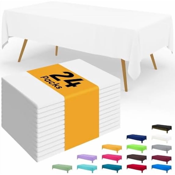 Disposable Table Cloth - 24 Pack, 54 x 108 Inch Waterproof Rectangle ...