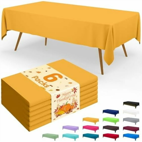 Disposable Table Cloth - 6 Pack, 54 x 108 Inch Waterproof Rectangle ...
