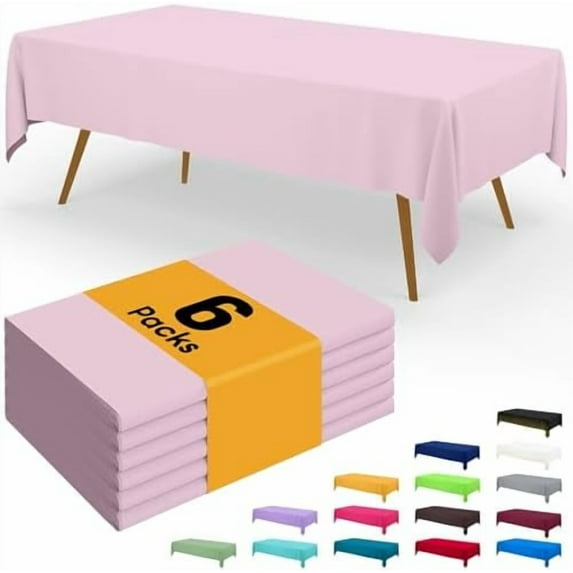 Disposable Table Cloth - 6 Pack, 54 x 108 Inch Waterproof Rectangle ...
