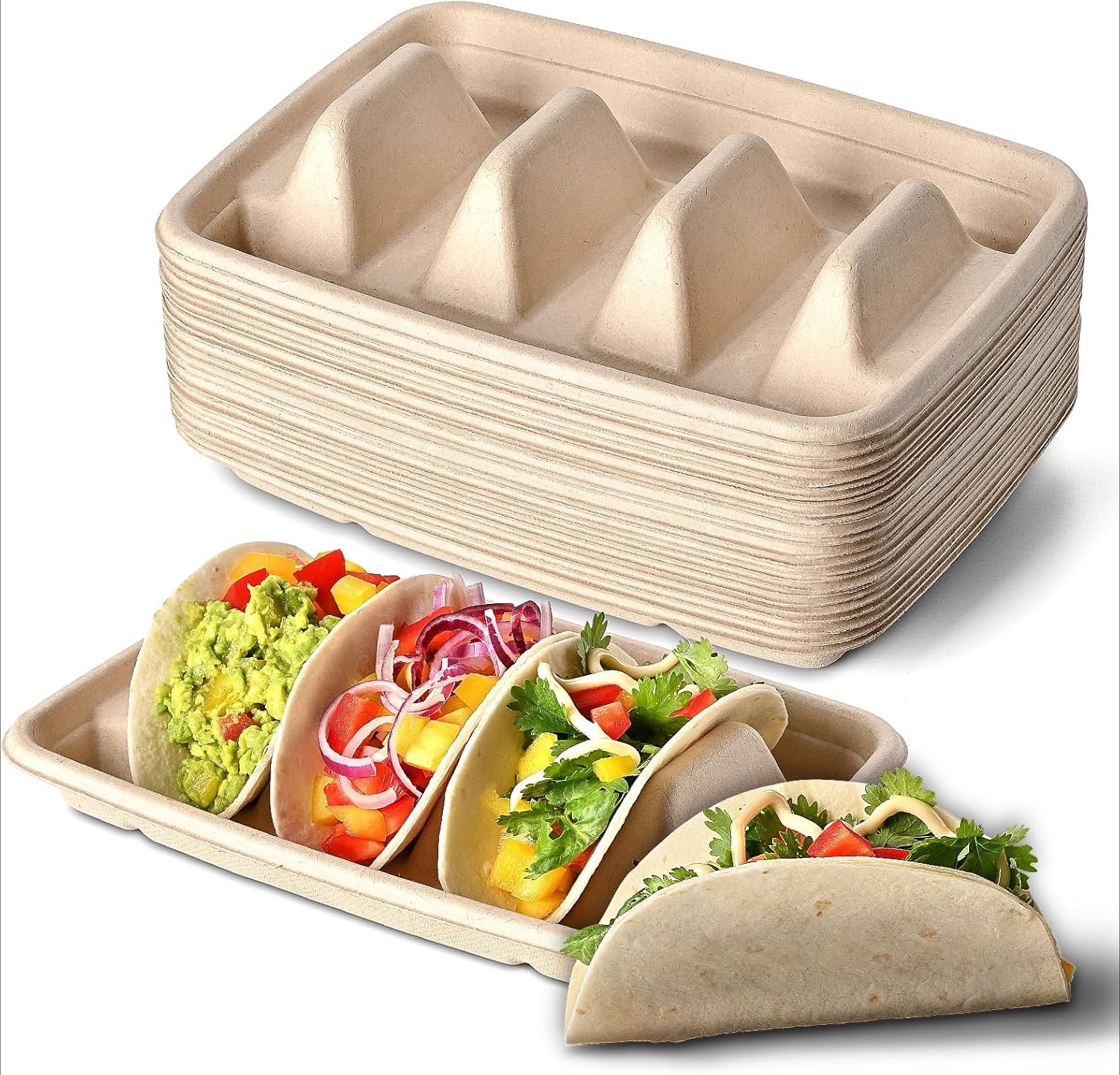 Disposable Taco Holders for Party, Premium Paper Taco Plates with ...