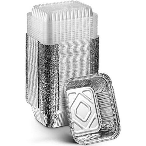 Disposable Takeout Pans with Clear Lids | 1lb Capacity Aluminum Foil ...