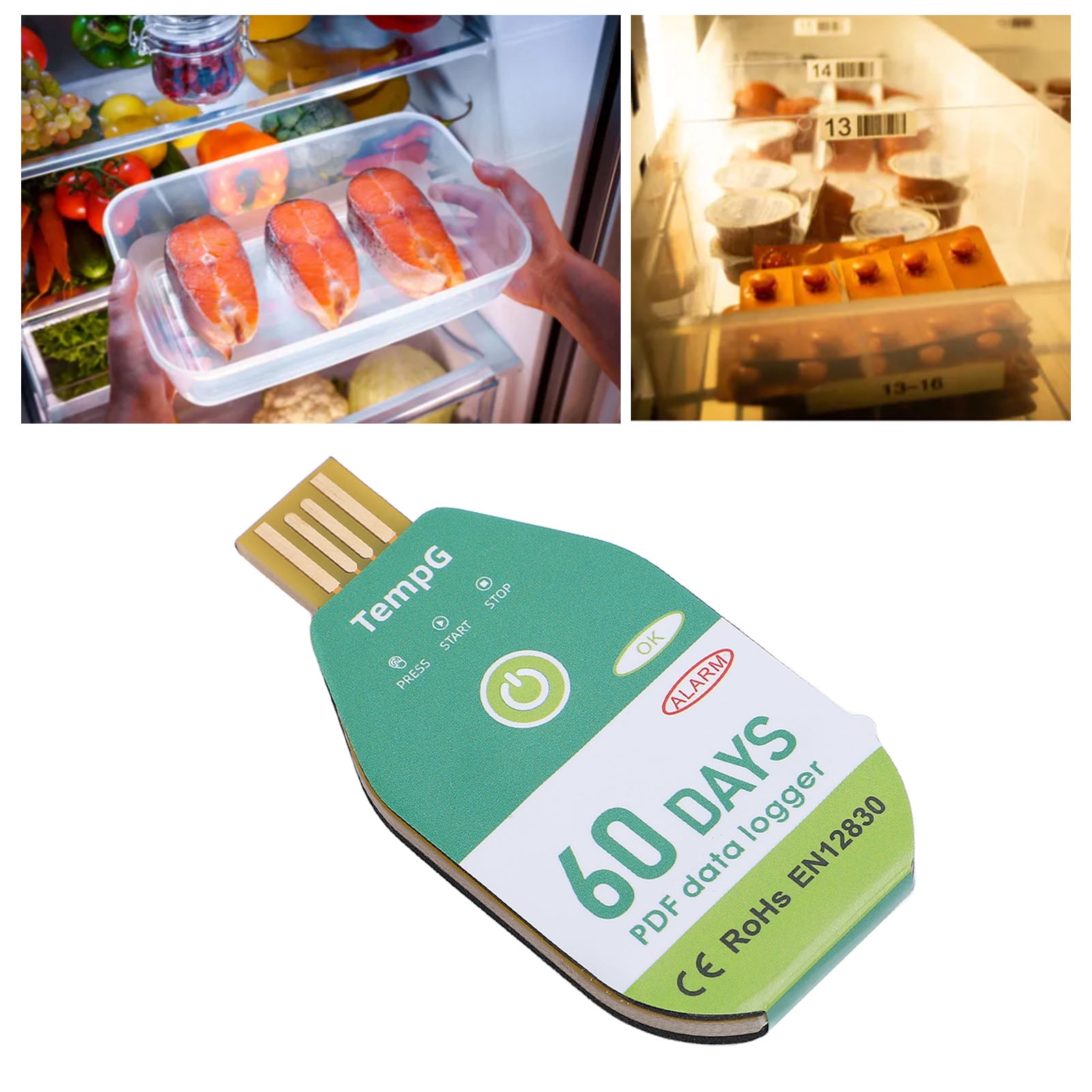 Disposable Temp Data Logger W/ USB, PDF Reports, IP67 Water , 18000 ...