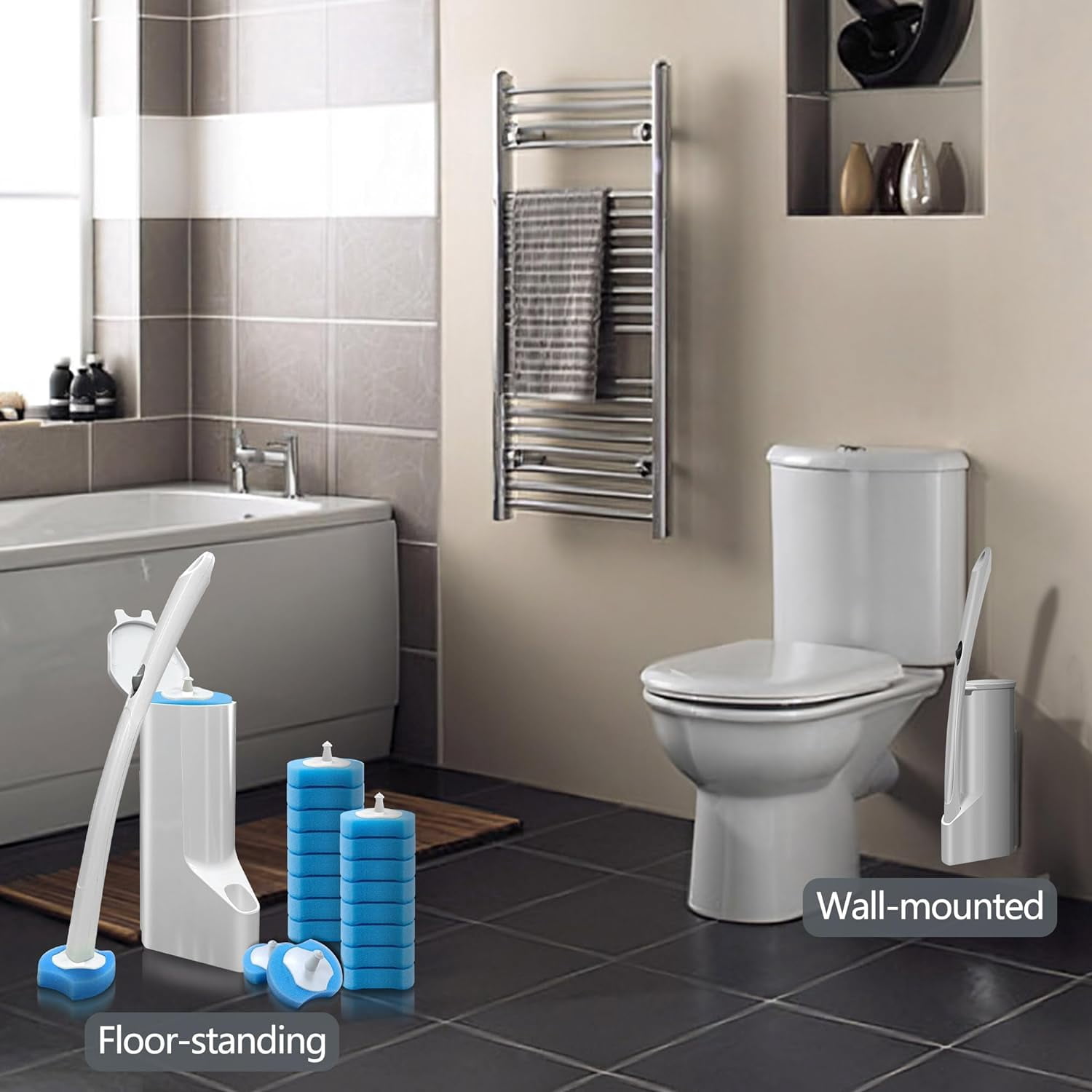 Disposable Toilet Bowl Brush and Holder, Toilet Cleaning System-2 ...