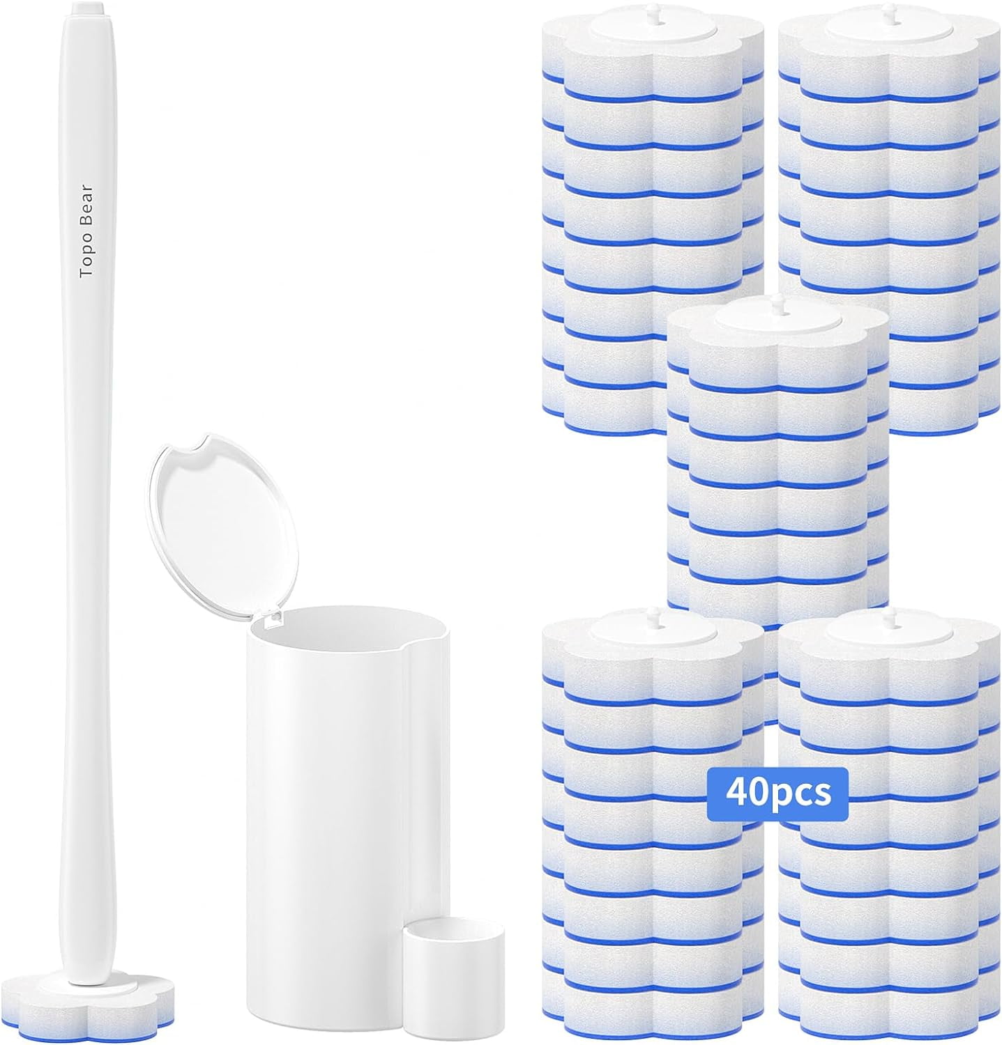 Disposable Toilet Bowl Brush with 40 Toilte Wand Refills, Toilet Bowl ...