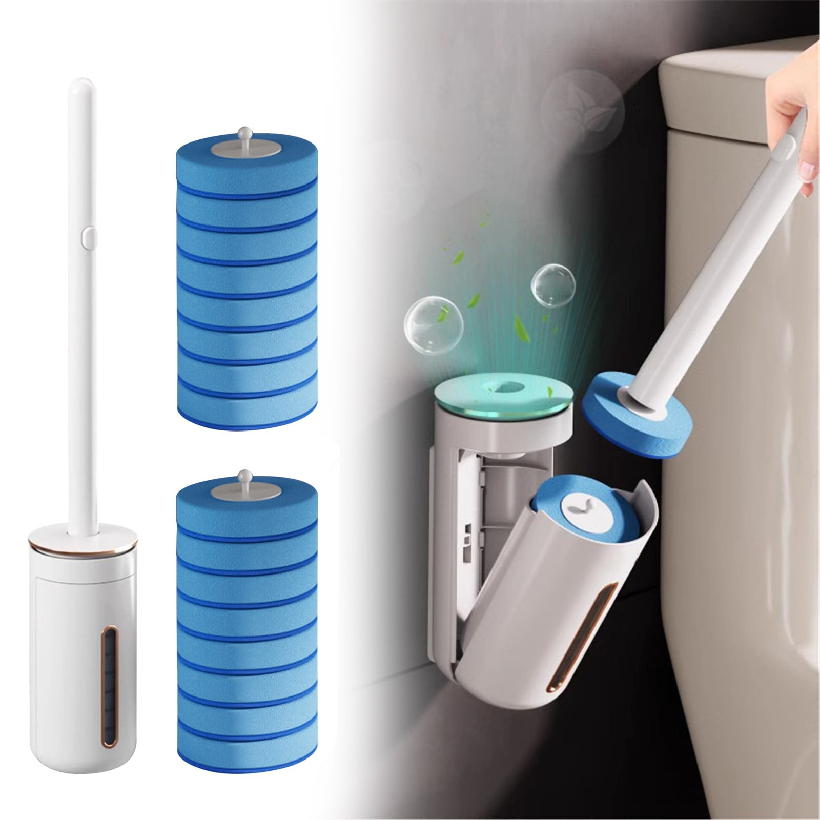 Disposable Toilet Bowl Cleaning System - Automatic Storage Wand Kit ...