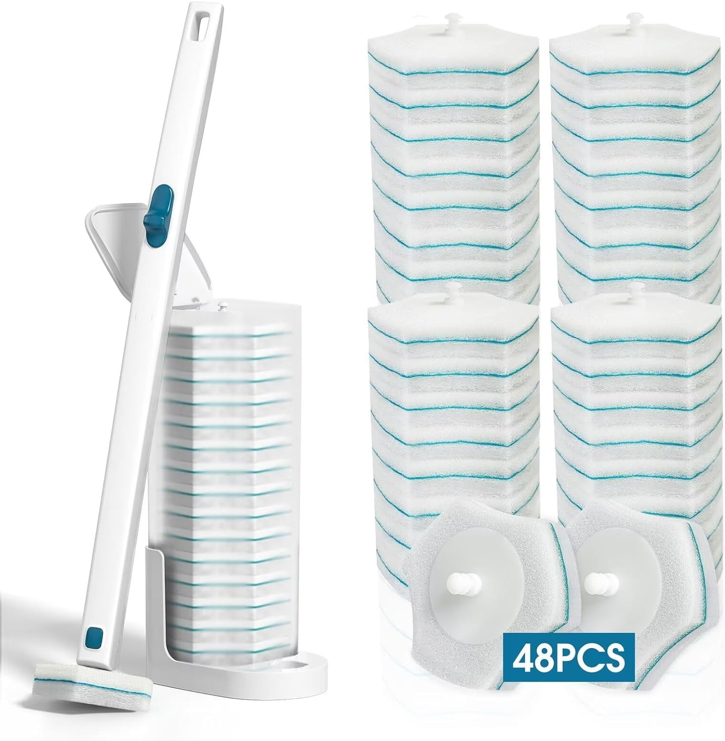 Disposable Toilet Brush with 48 PCS Refills, Disposables Toilets ...