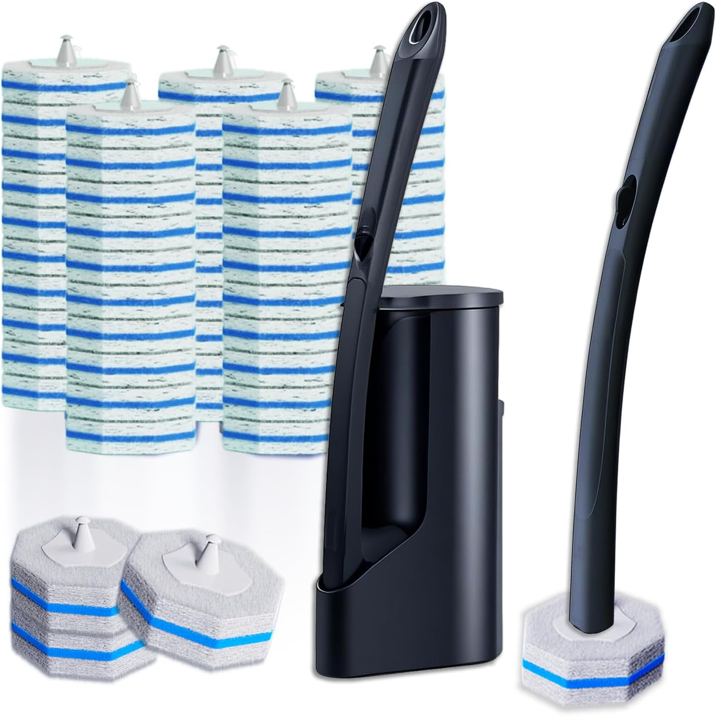 Disposable Toilet Brush with 50 Wand Cleaner Refills Pads，Wall Mounted ...