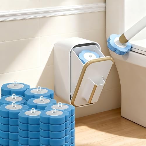 Disposable Toilet Brush and Base Set (Including 48 Replacement Heads ...