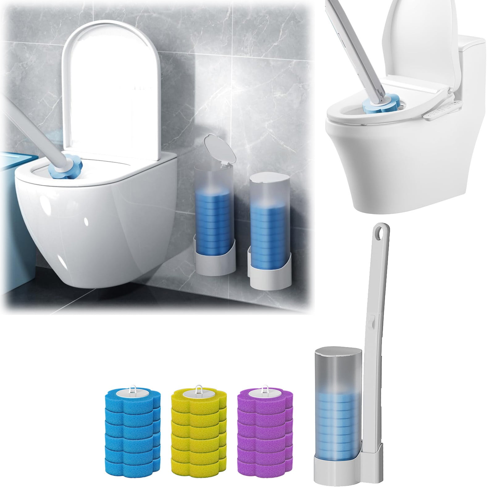 Disposable Toilet Brush Kit,Toilet Brush with Holder,Toilet Brush with ...