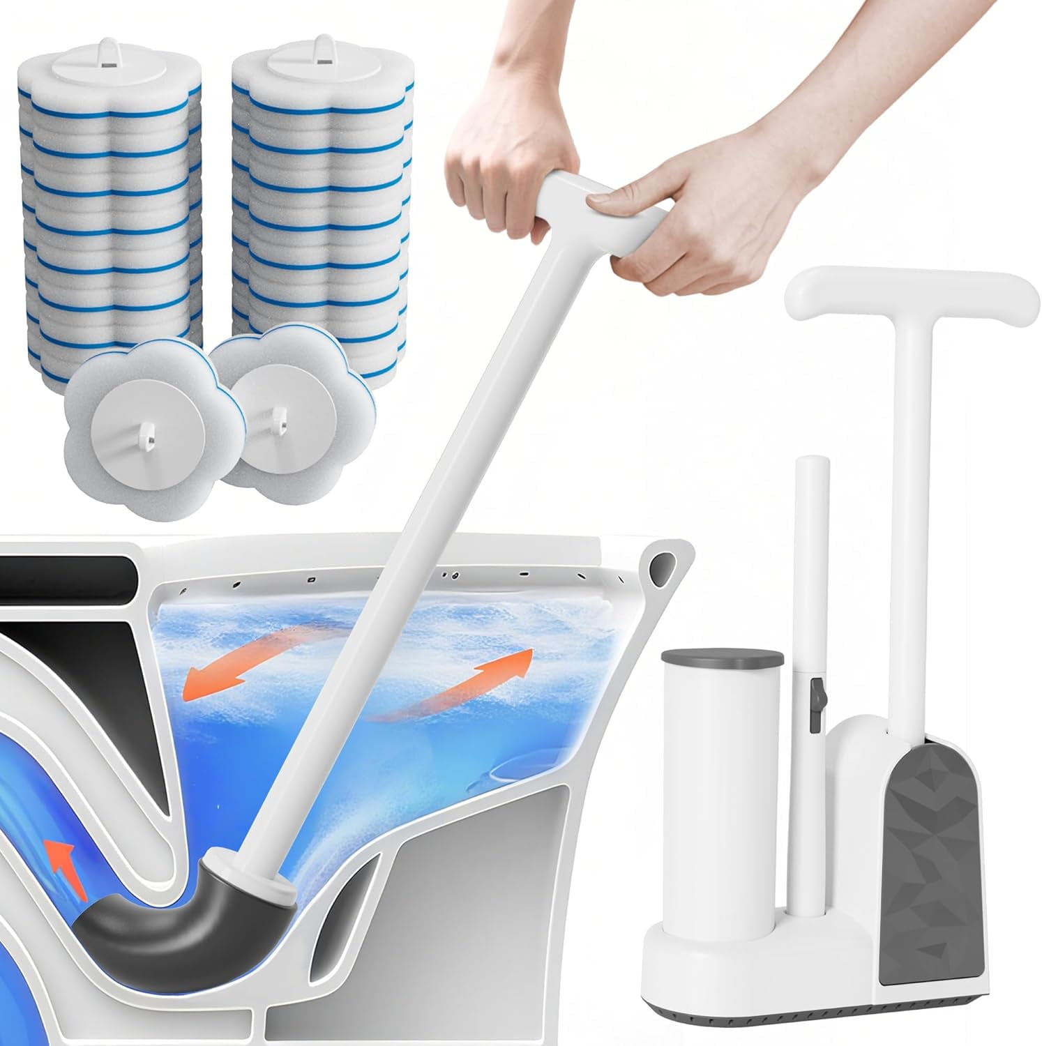 Disposable Toilet Brush and Plunger Set, Dual Handdle Toilet Plunger ...