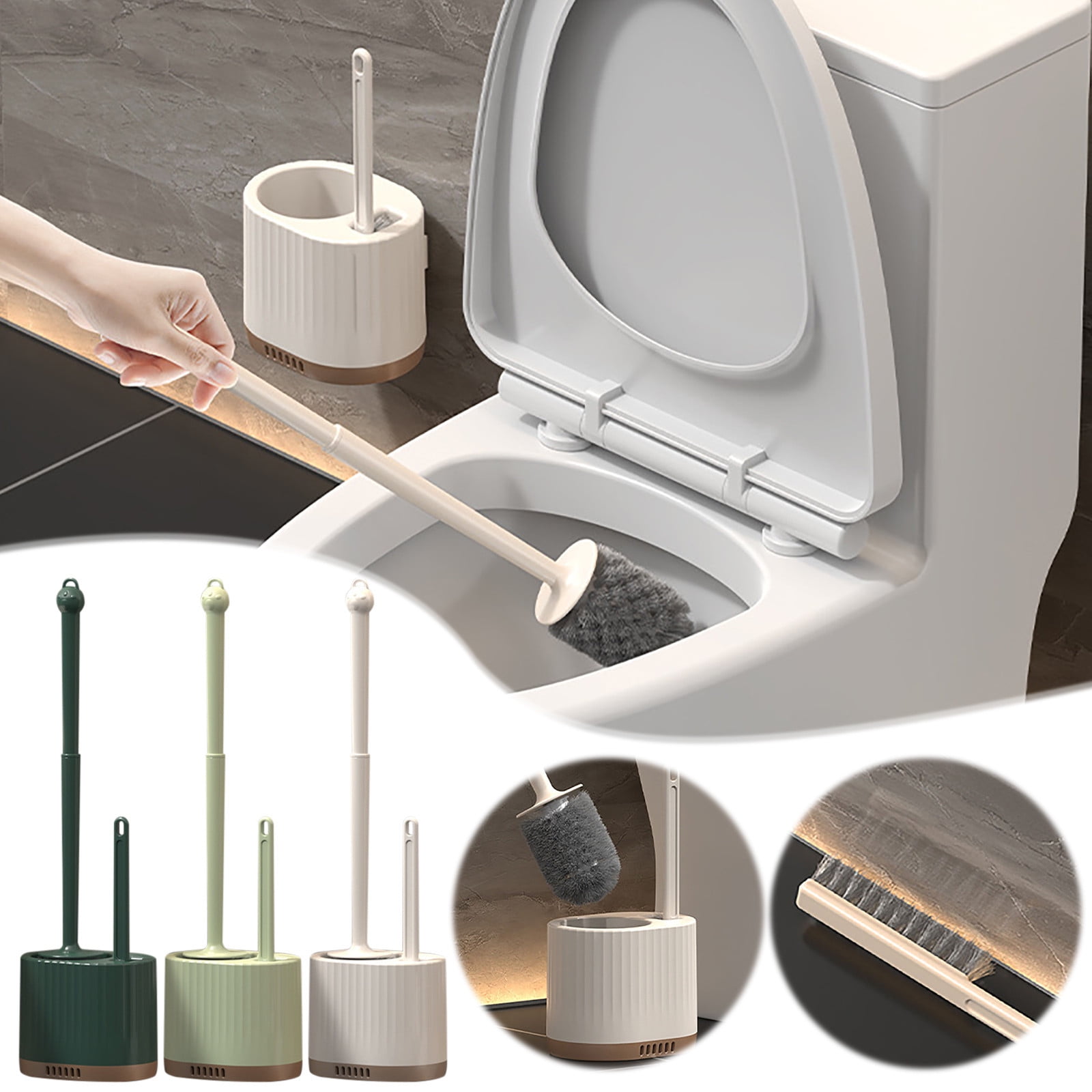 Disposable Toilet Brush Set with Long Handle and Wall Mounted Holder ...