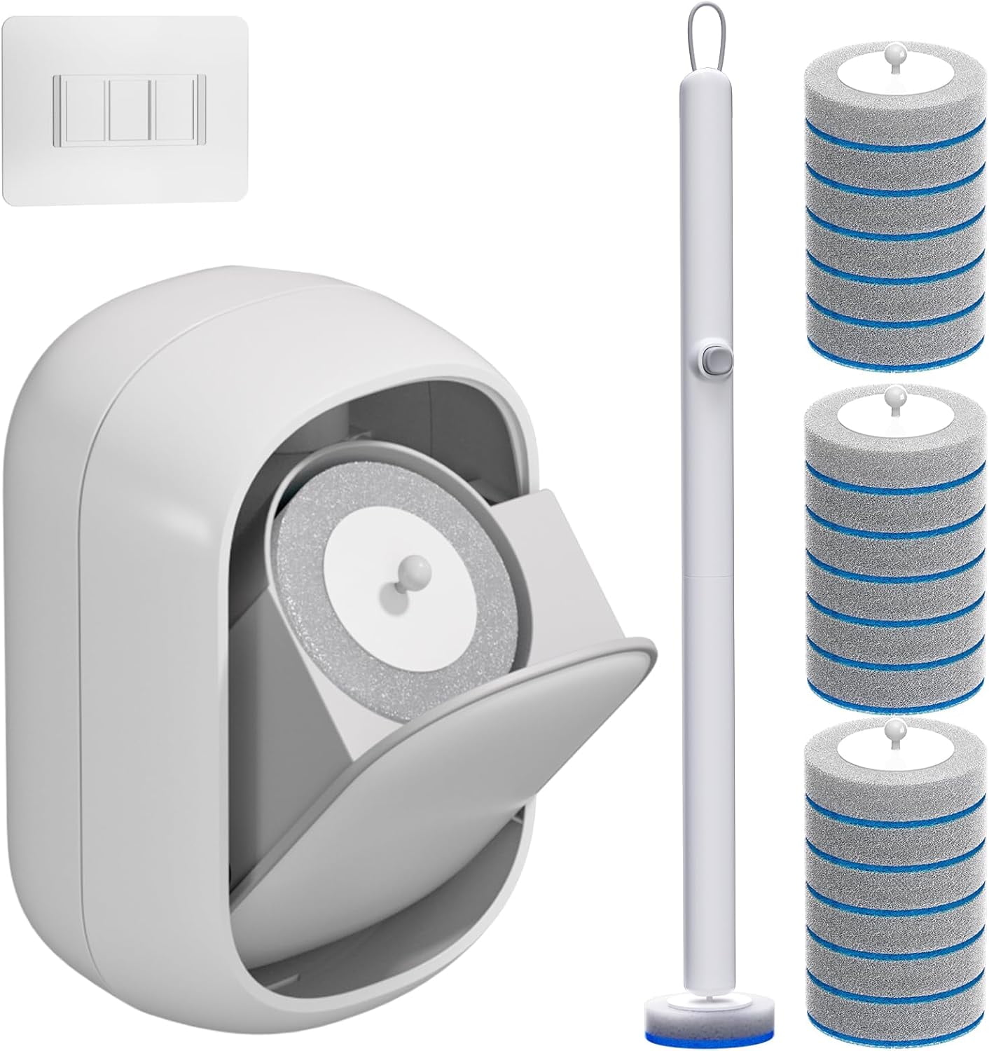 Disposable Toilet Brush and Holder Set with 18 Bowl Wand Cleaners ...