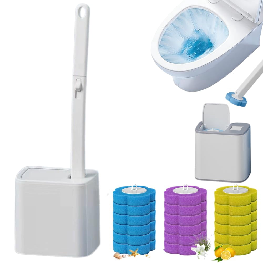 Disposable Toilet Brush with Holder and Refills Hygienic Toilet Bowl ...