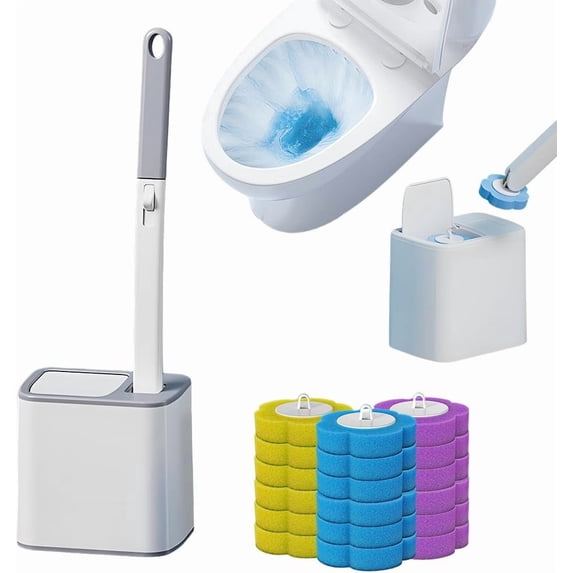 Disposable Toilet Cleaning System: Toilet Brush & Holder Kit with 18PCS ...