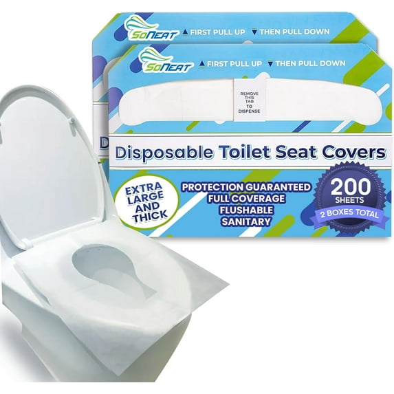 Disposable Toilet Seat Covers XL Half Fold Flushable – 200 Sheets (2 ...