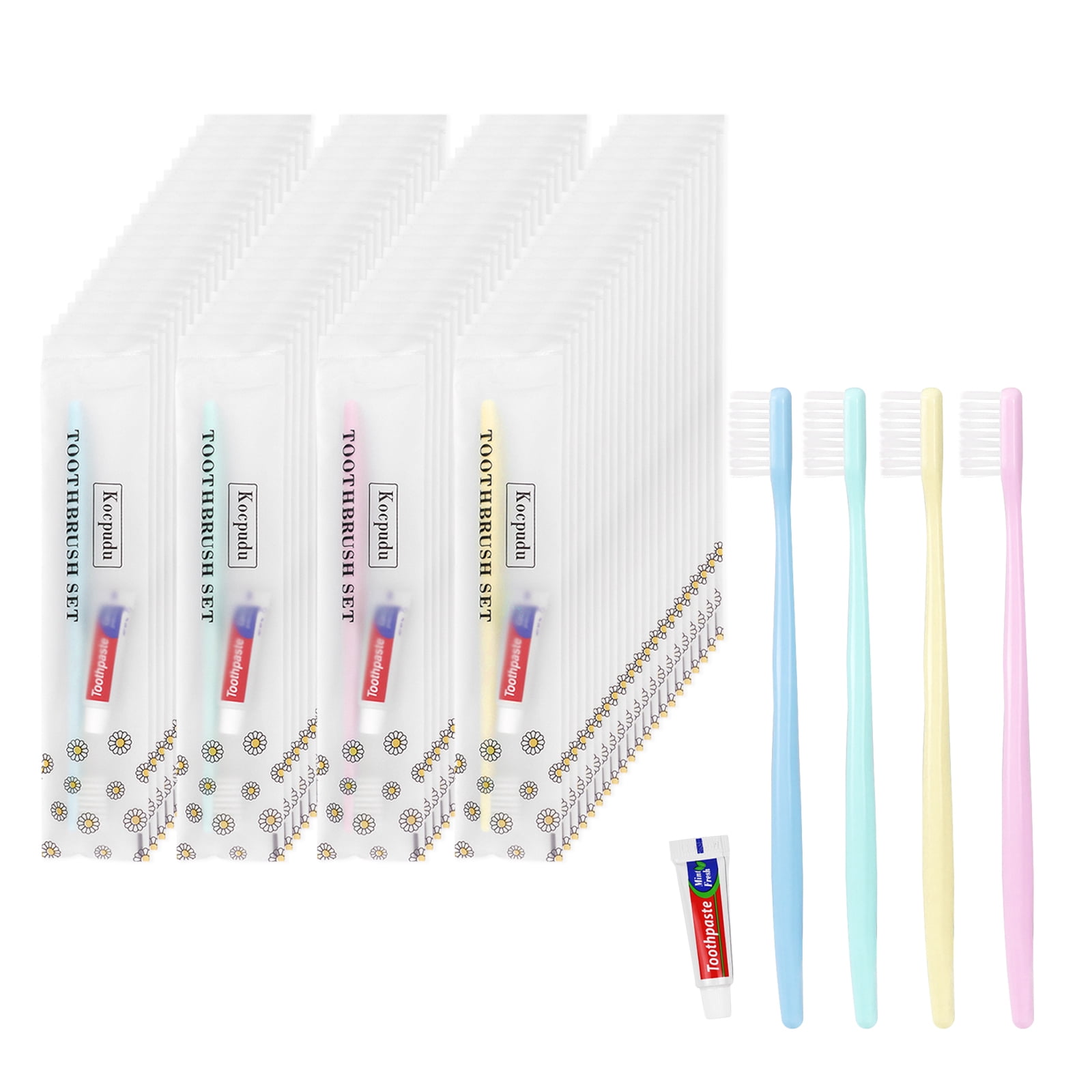 Kocpudu Disposable Toothbrush & Toothpaste Sets, Travel-Friendly, 4 ...