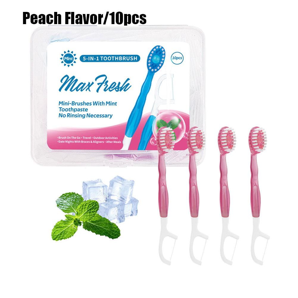 Disposable Toothbrushes with Toothpaste, 5-in-1 Tool(Mini Toothbrush ...