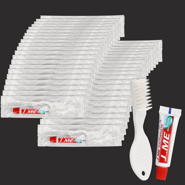 Disposable Toothbrushes with Toothpaste Mini,25 Pack White Manual ...