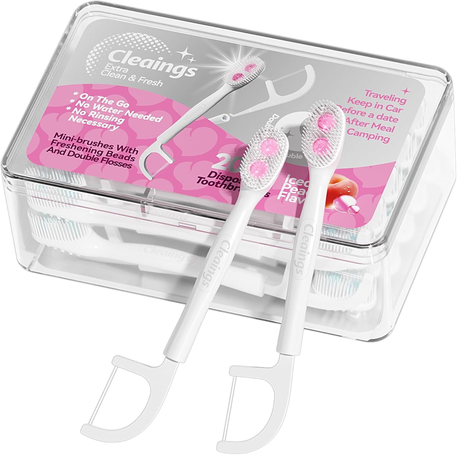 Disposable Toothbrushes with Double Cleaning Beads Toothpaste and Clean ...