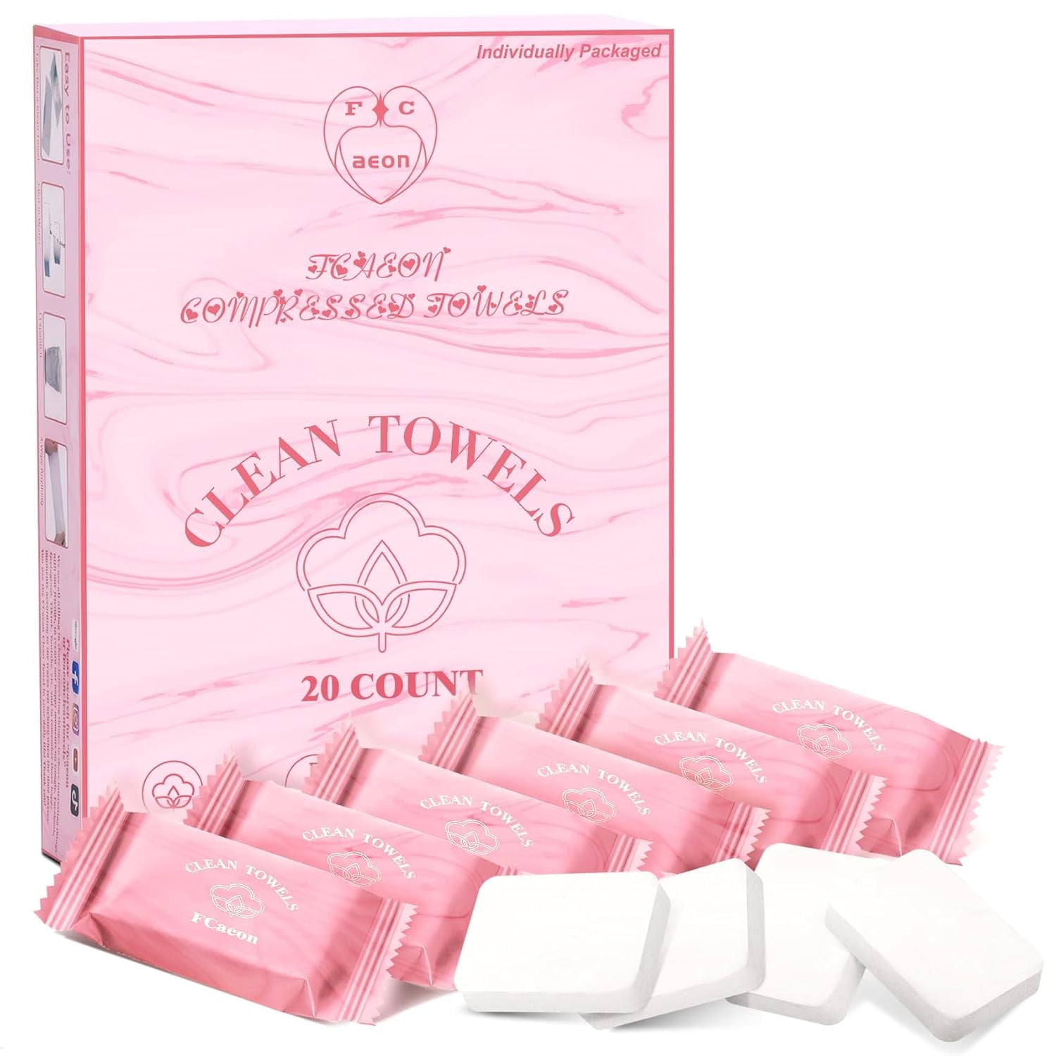 Disposable Towel Tablet 12"X9" 20 PACK Individually Wrapped Compressed ...