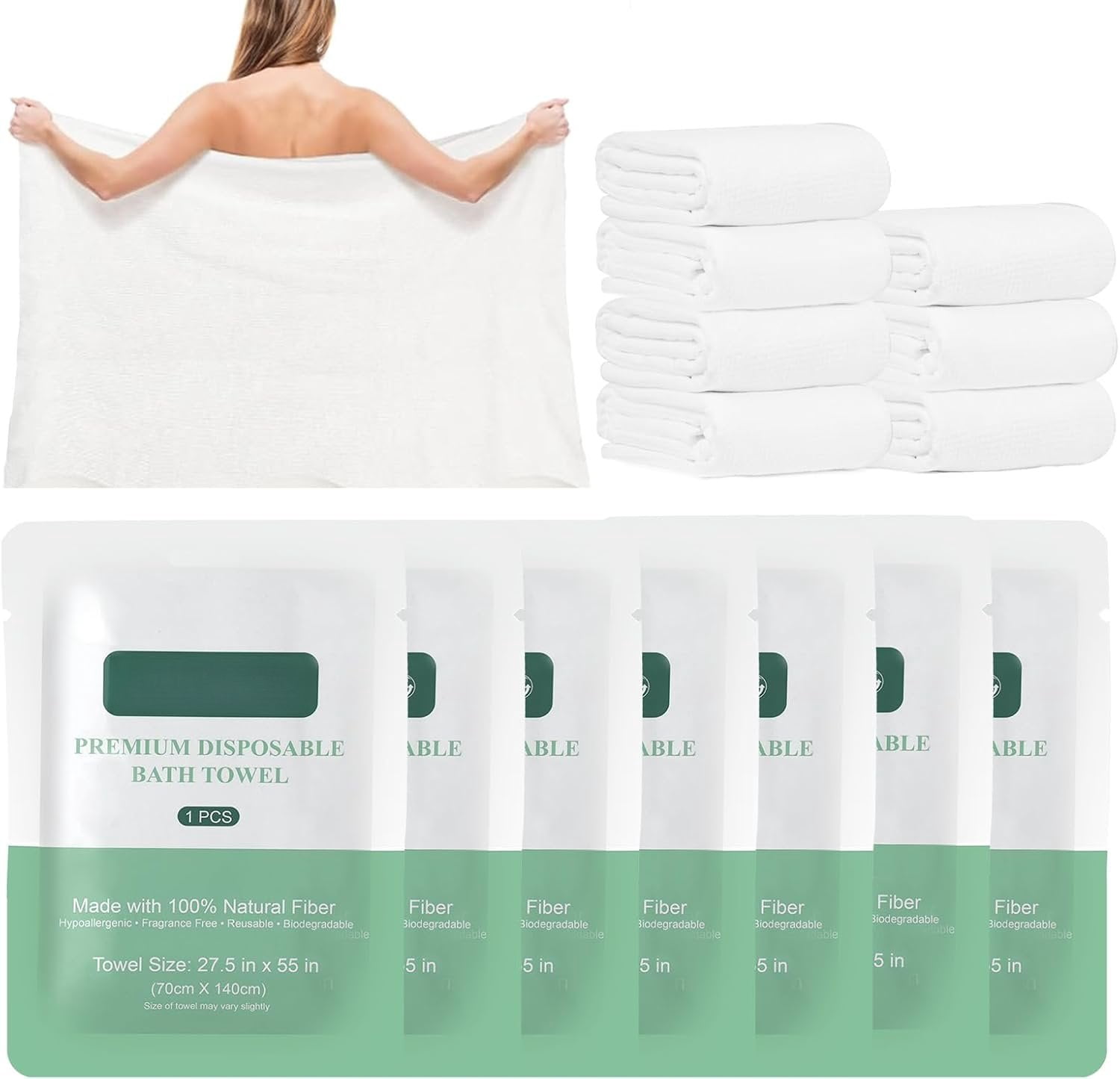 Disposable Towel, USDA Biobased 55 in x 27.5 in Large Bath Towel Travel ...