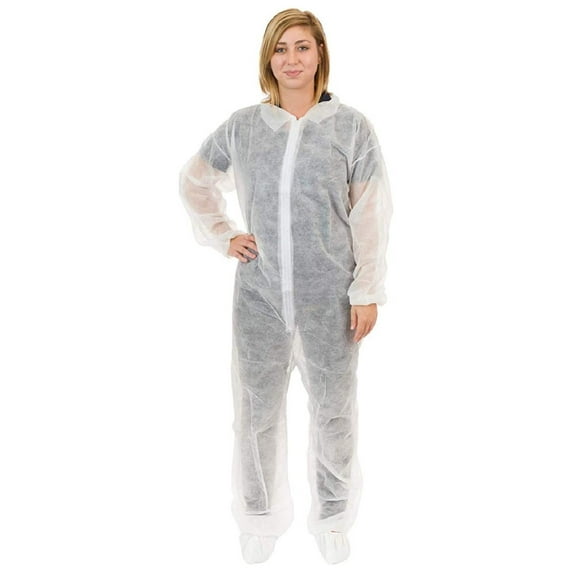 Disposable Ultra Lightweight Polypropylene Coveralls, (Clear/White ...
