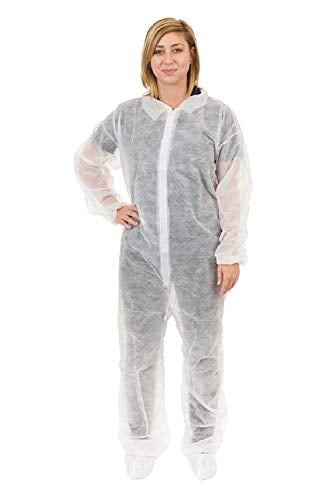 Disposable Ultra Lightweight Polypropylene Coveralls, (Clear/White ...