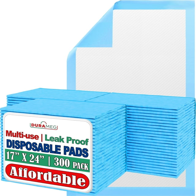 Premium Disposable Underpads 17”x24” [300-Pads], Heavy Absorbency ...