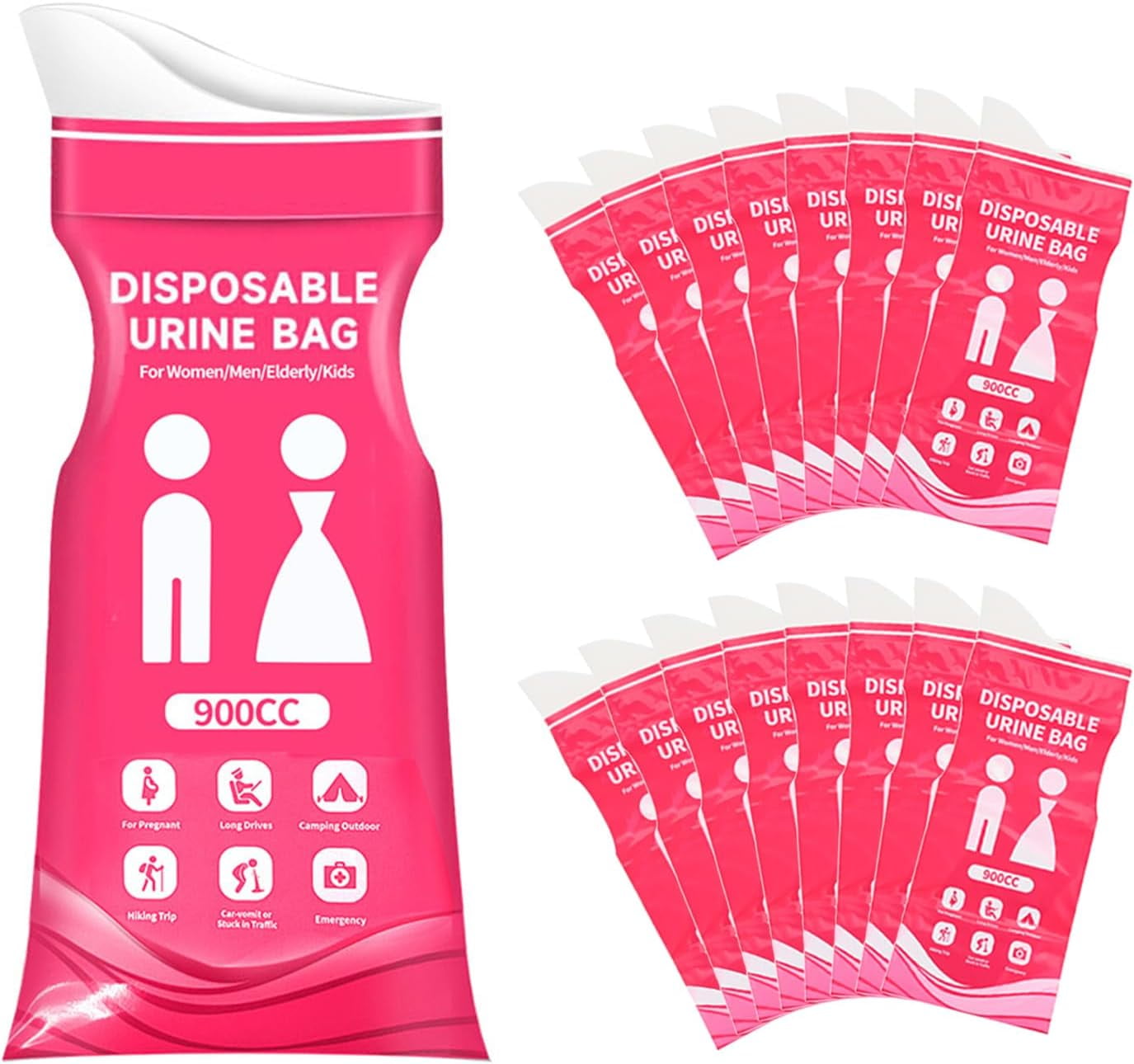 Disposable Urine Bag for Travel, 16Pcs 900ML Portable Pee Bags for ...