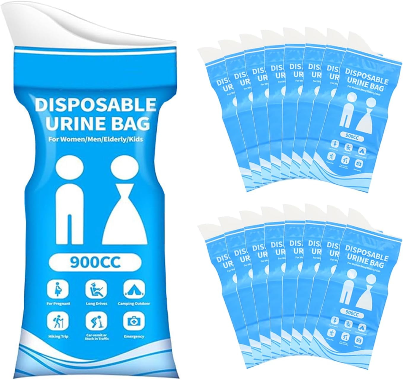 Disposable Urine Bag for Travel, 16Pcs 900ML Portable Pee Bags for ...