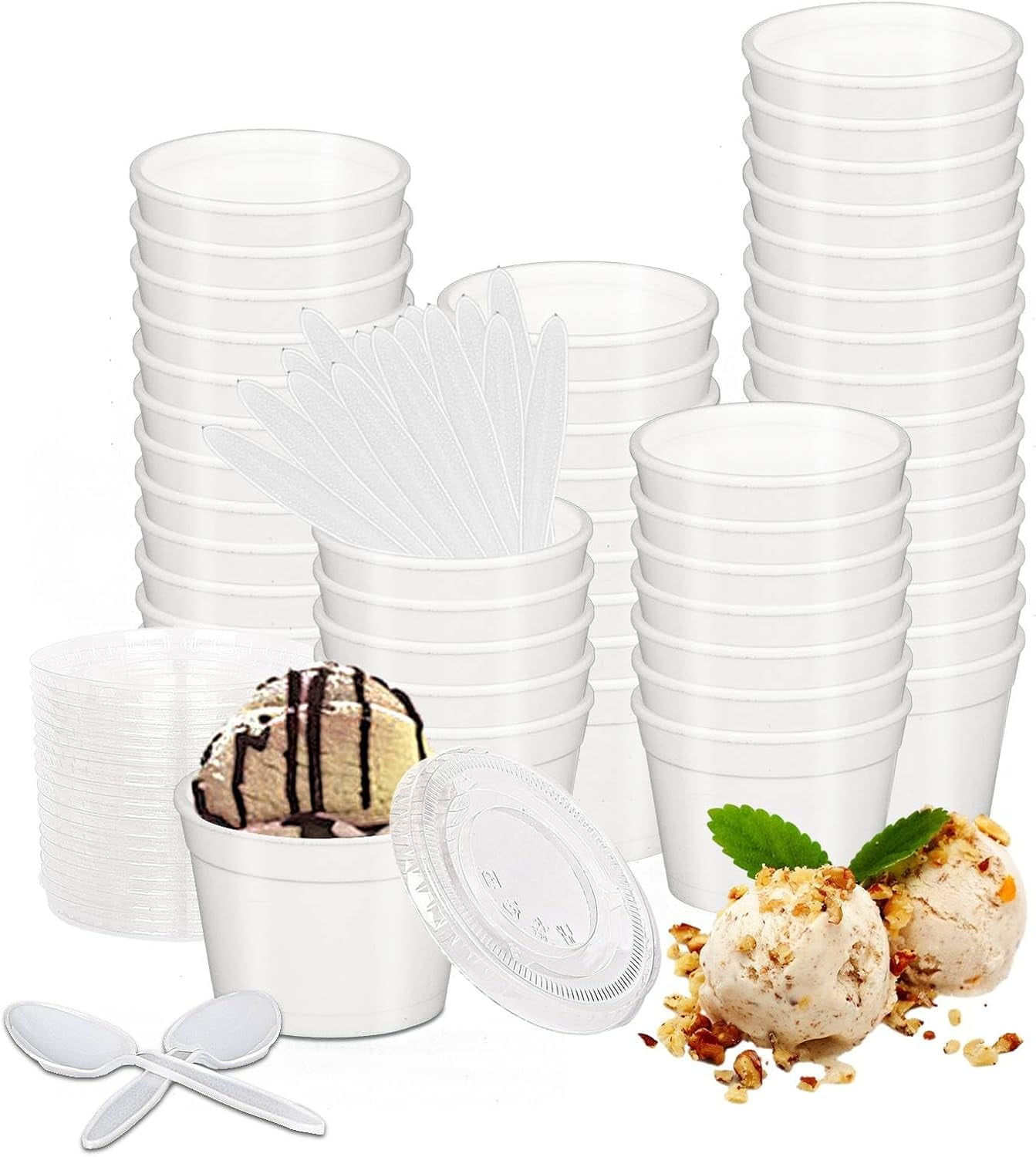 Disposable White Styrofoam Bowls designed for Hot Cold Foods, To Go ...