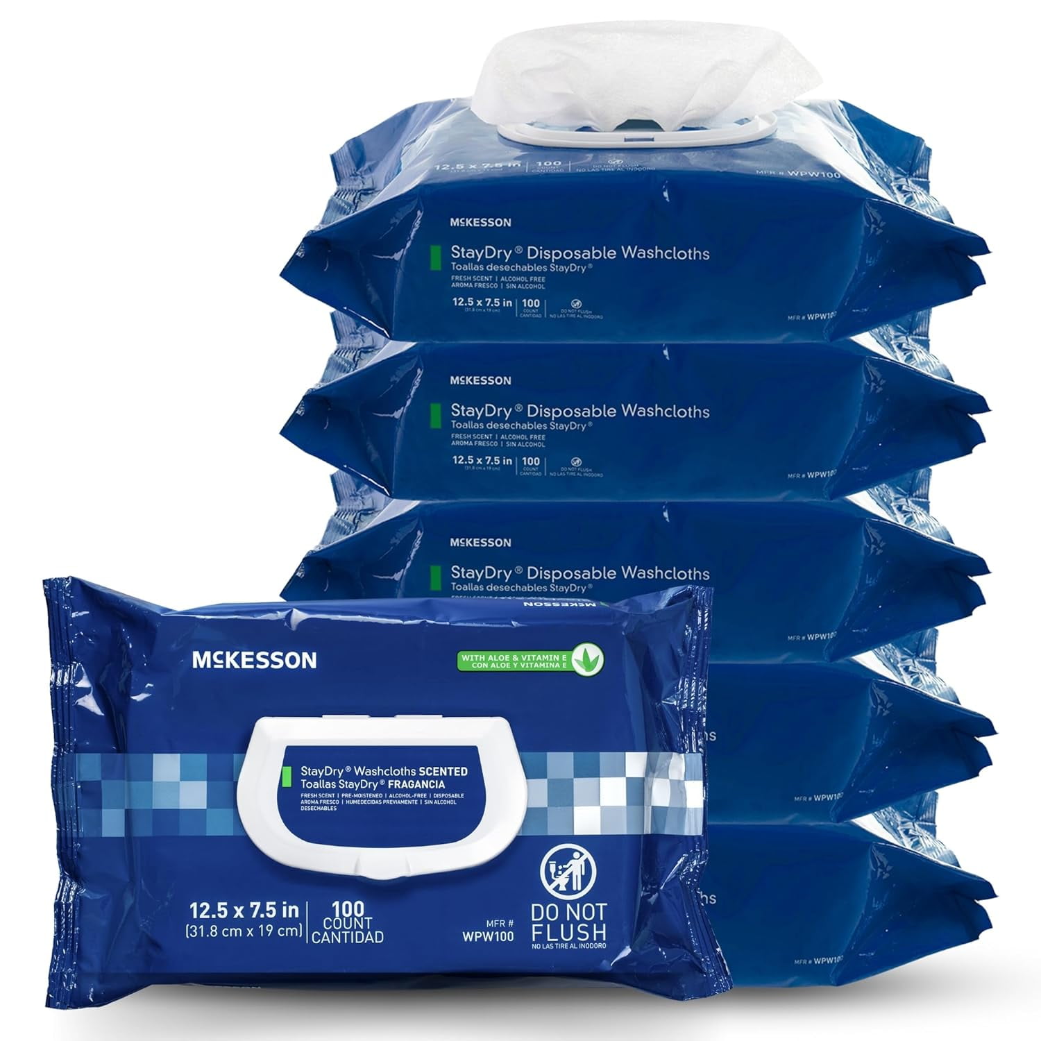 Disposable Wipe 6 Pack, 600 Washcloths - Large Adult Body and ...