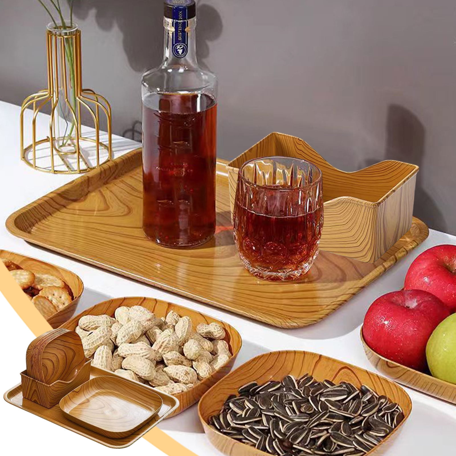 Disposable Wood Grain Cardboard Plates, Heavy Duty Serving Dishes for ...