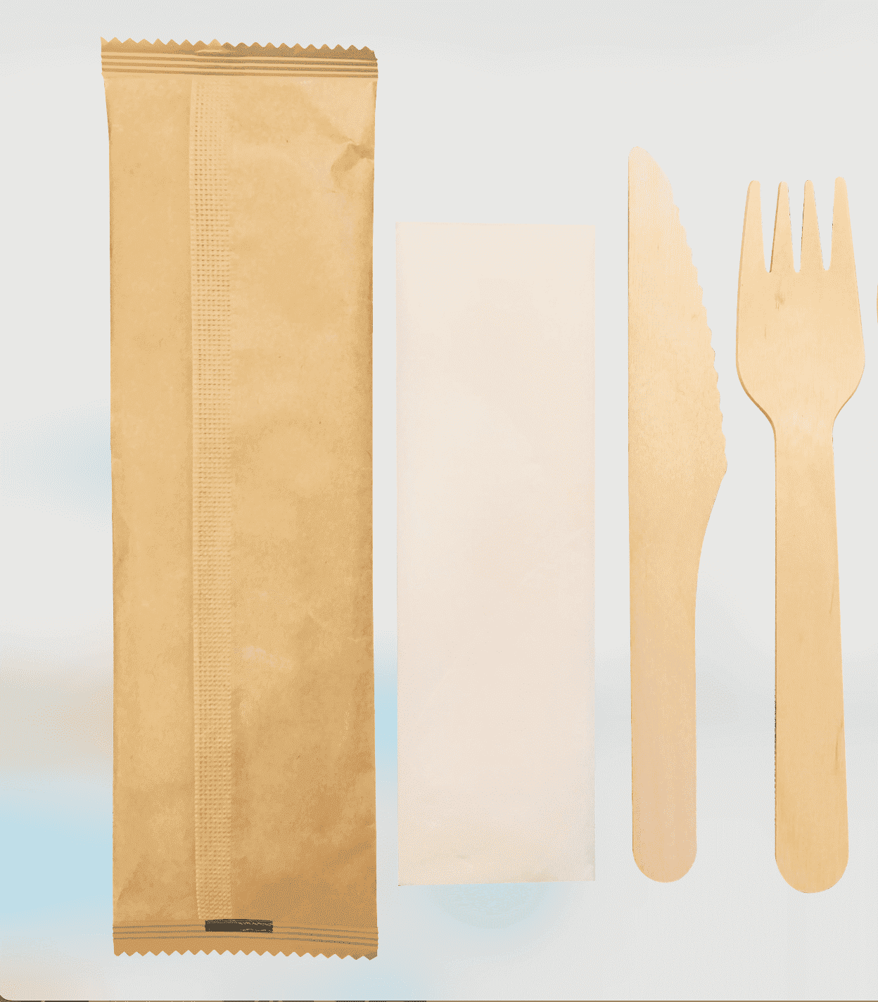 50-Piece Disposable Wooden Cutlery Individual Paper Wrapped Cutlery Set ...