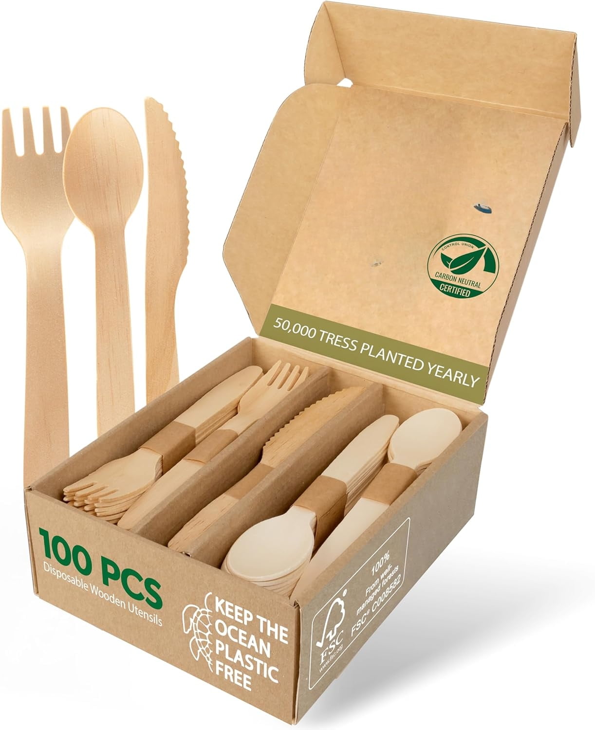 Disposable Wooden Cutlery Set - Home Compostable , Bamboo Utensils ...