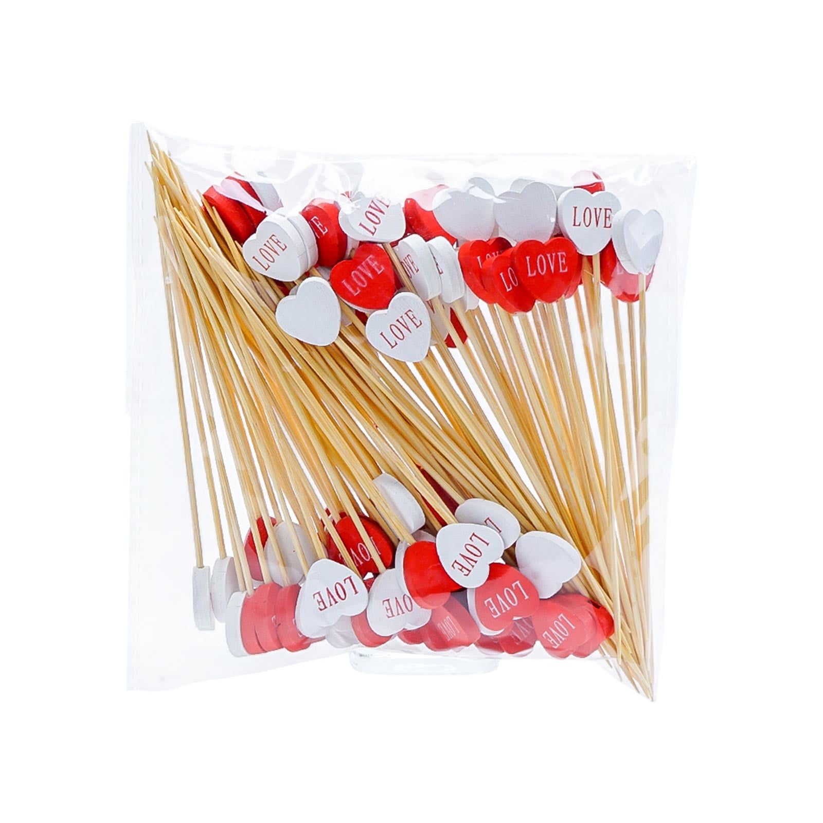 Disposable Wooden Fruit Skewers 100 Pack 4.72Inch Heart Shaped ...