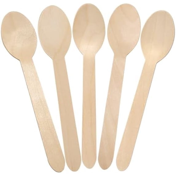 Disposable Wooden Spoons, 100Pcs 6.25 inch Wood Cutlery Spoon ...