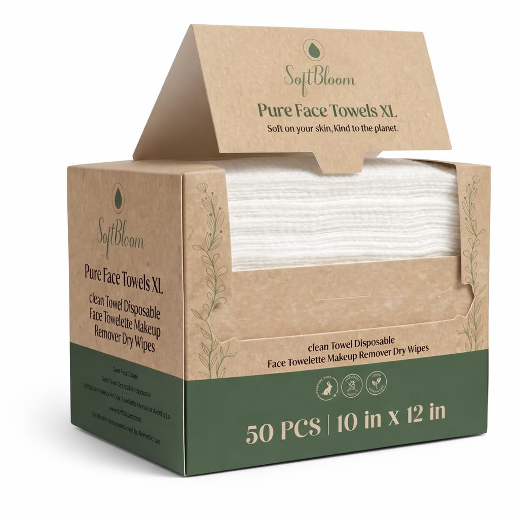Disposable large face towels – 50 pack biodegradable viscose cleaning ...