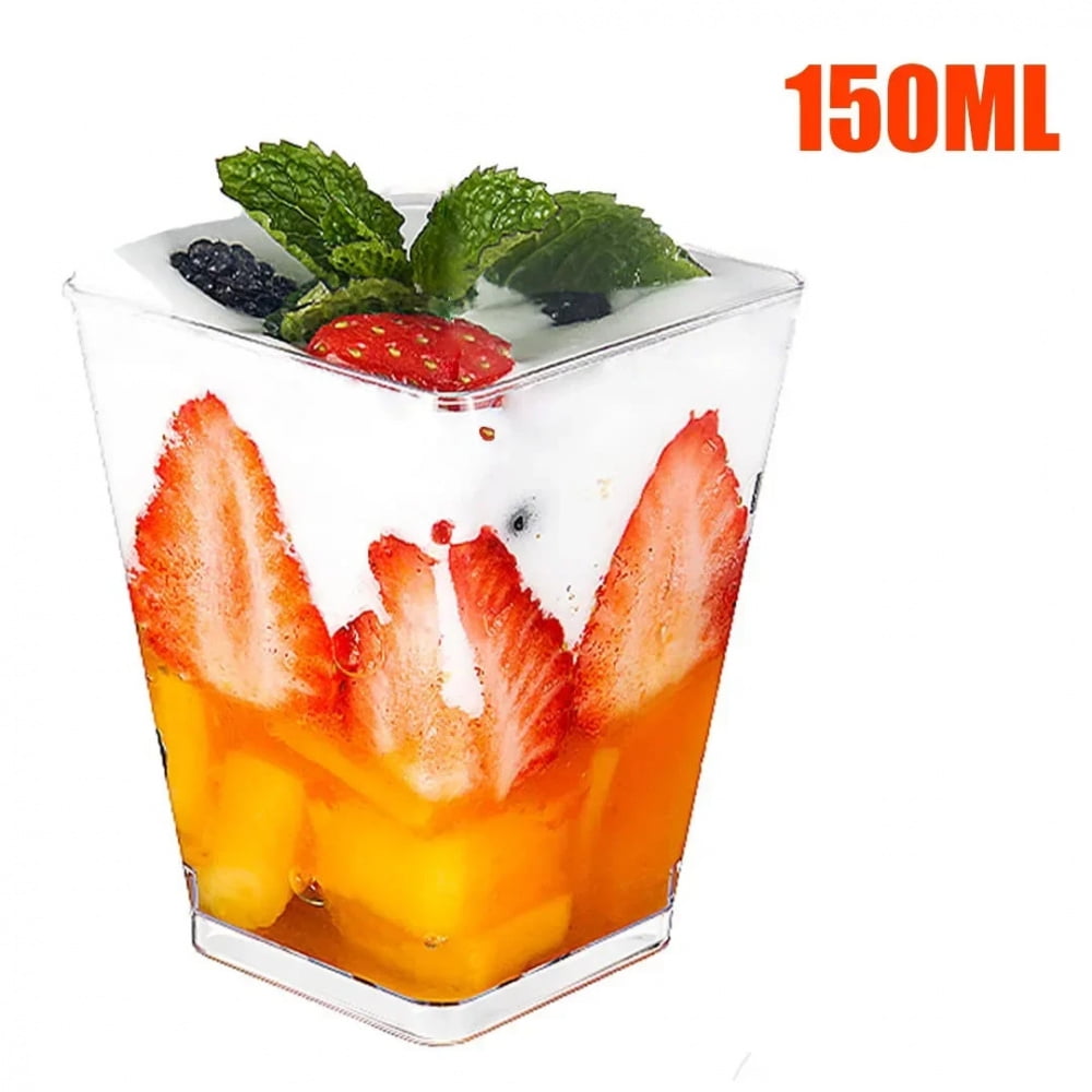 Disposable plastic mousse cups clear ladder square pudding jelly cups ...