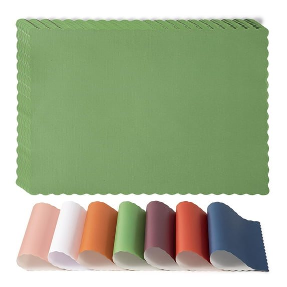 Disposable scalloped edge paper placemats, 50 pack 14 x 10 inch ...