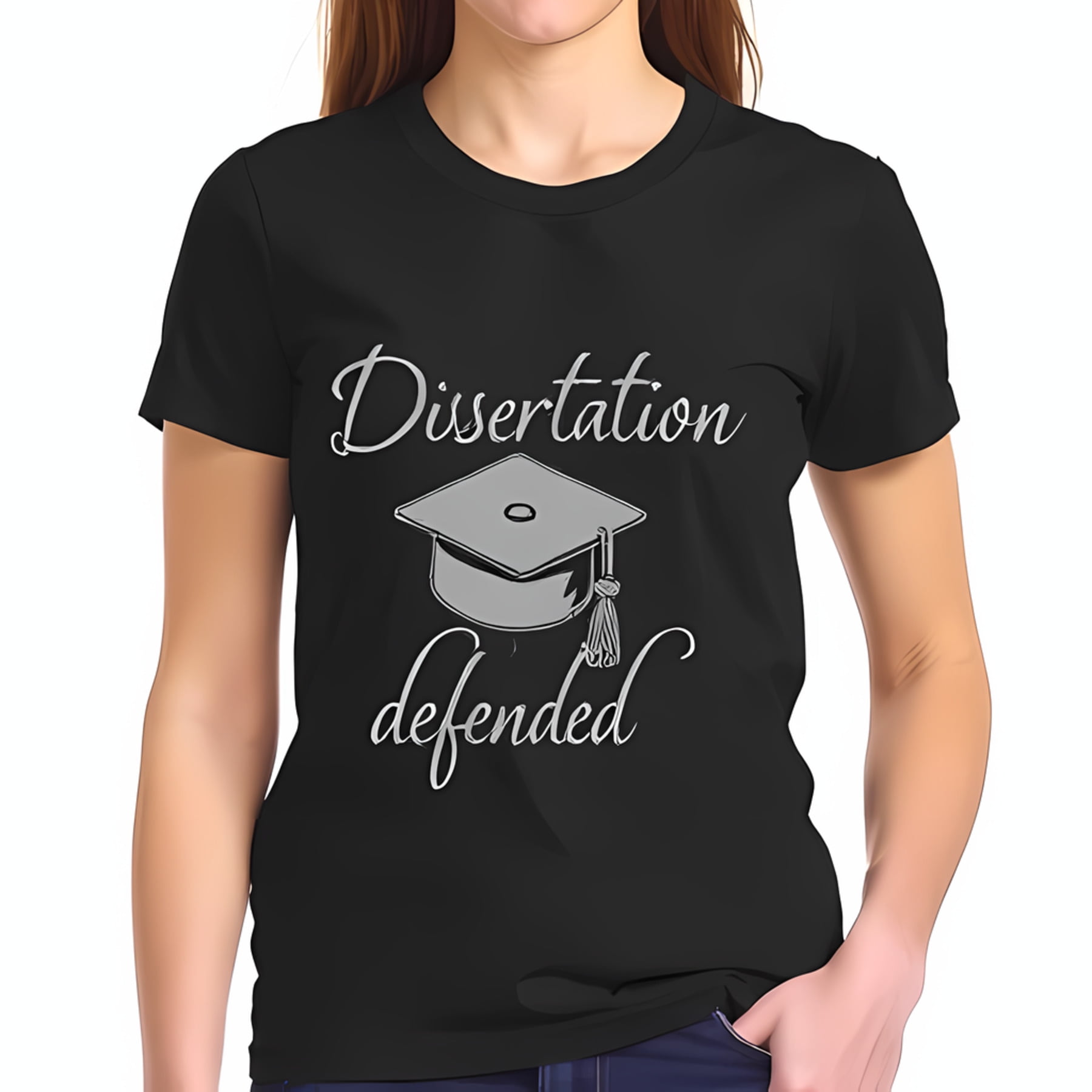 Dissertation Defended Cotton Short Sleeve T-Shirt with Graduation ...