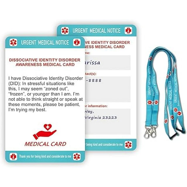 Dissociative Identity Disorder(DID) Medical Card with Writable Panel ...