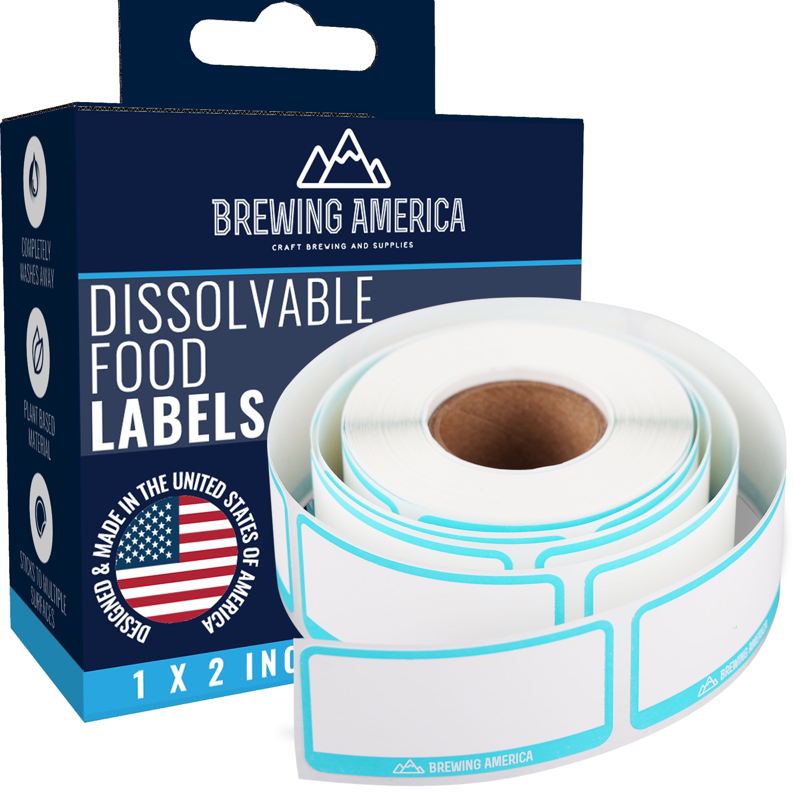 Brewing America Dissolvable Food Labels for Food Containers 1x2 Inch ...