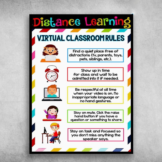 Distance Learning - Virtual Classroom Rules, Find A Quiet Place Free Of ...