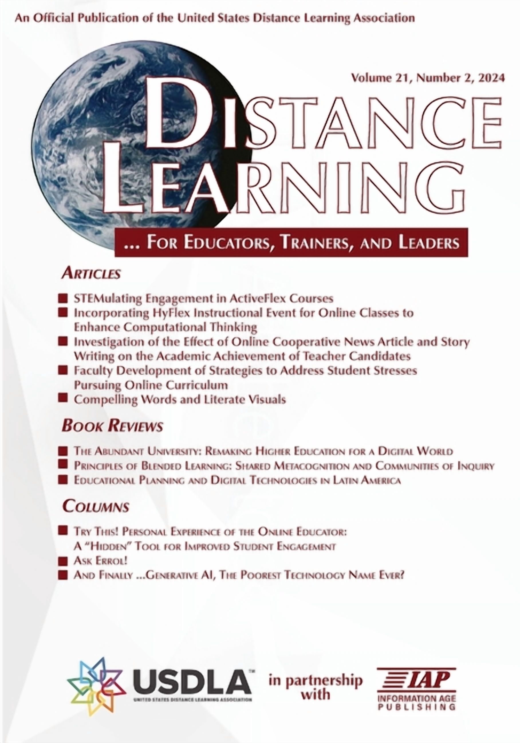 Distance Learning Volume 21 Number 2, 2024, (Paperback) - Walmart.com